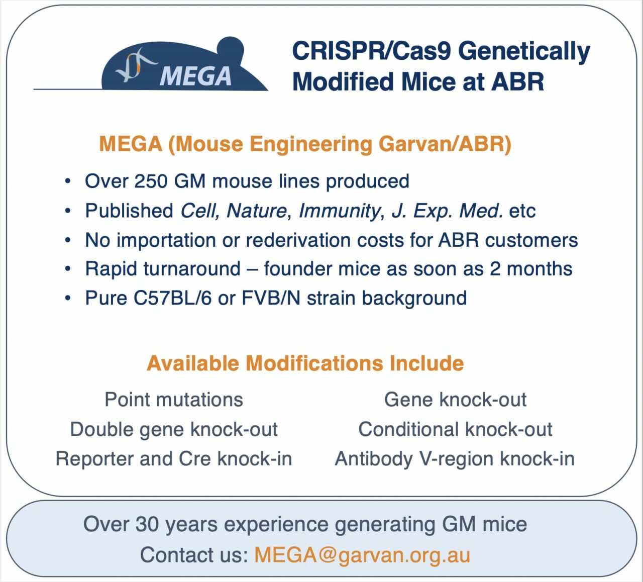 Genome Editing – The MEGA Service | Australian Bio Resources